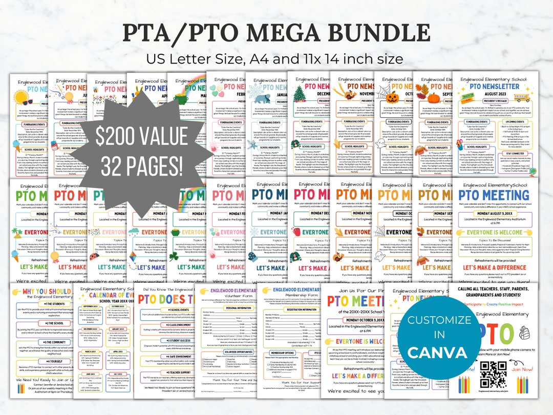 PTO Flyers Bundle Pta Templates Pto Newsletter Flyer Editable Pto ...