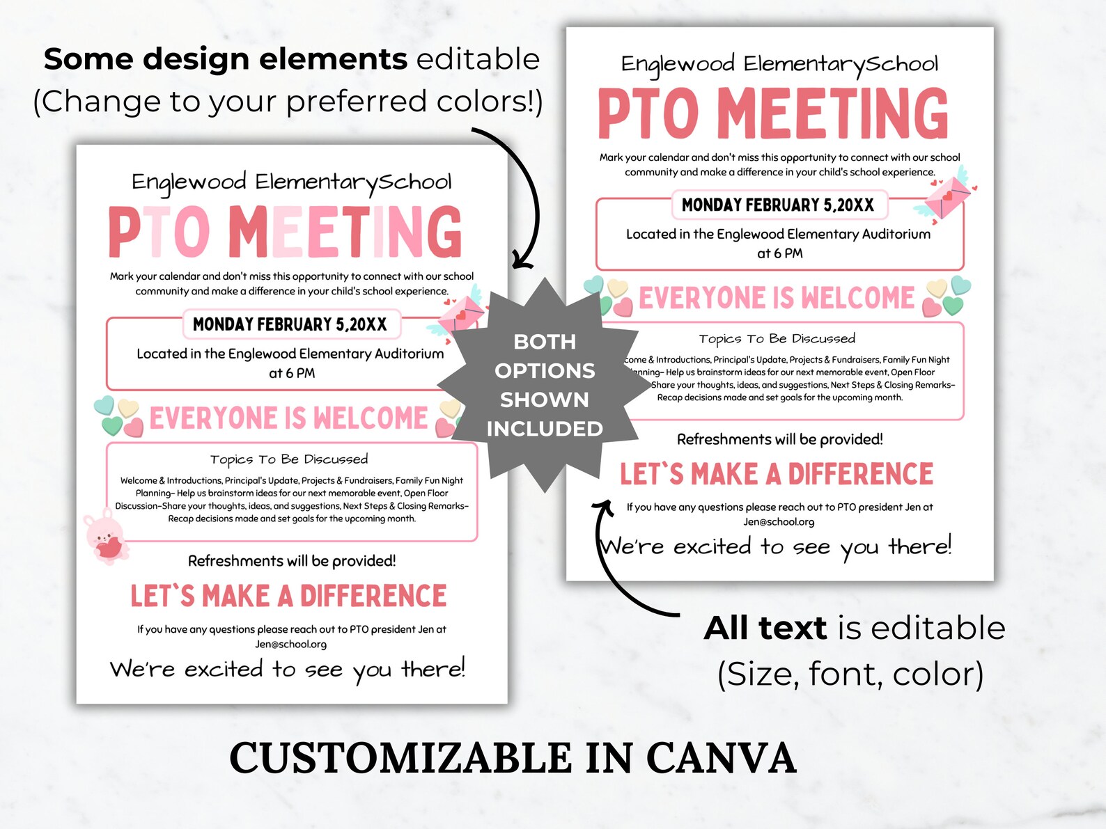 Valentines PTA Meeting Flyer Printable Winter Church Flyer Template Pto ...