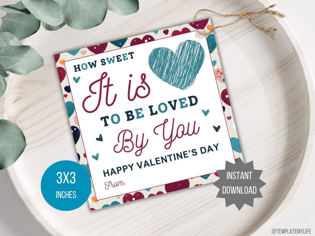 Valentine Gift Bag Tag Printable Sweet Treat Gift Tag Valentines Day ...