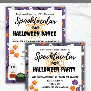 Halloween Dance Flyer Template Halloween Invitation Editable Halloween ...