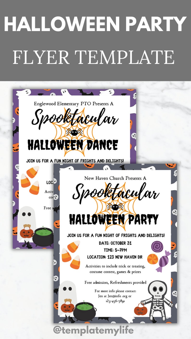 Halloween Dance Flyer Template Halloween Invitation Editable Halloween ...