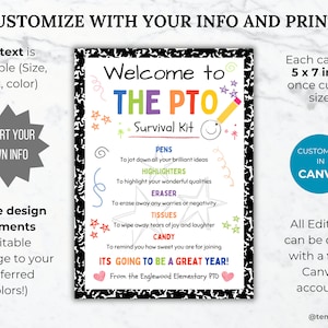PTA Survival Kit Template Join the PTO Gift Bag Printable Welcome to ...