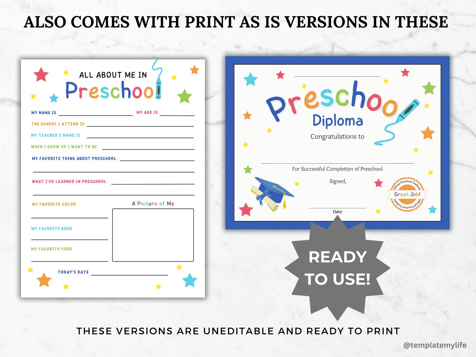 Preschool Graduation Invitation Editable Pre-k Graduation Ceremony ...
