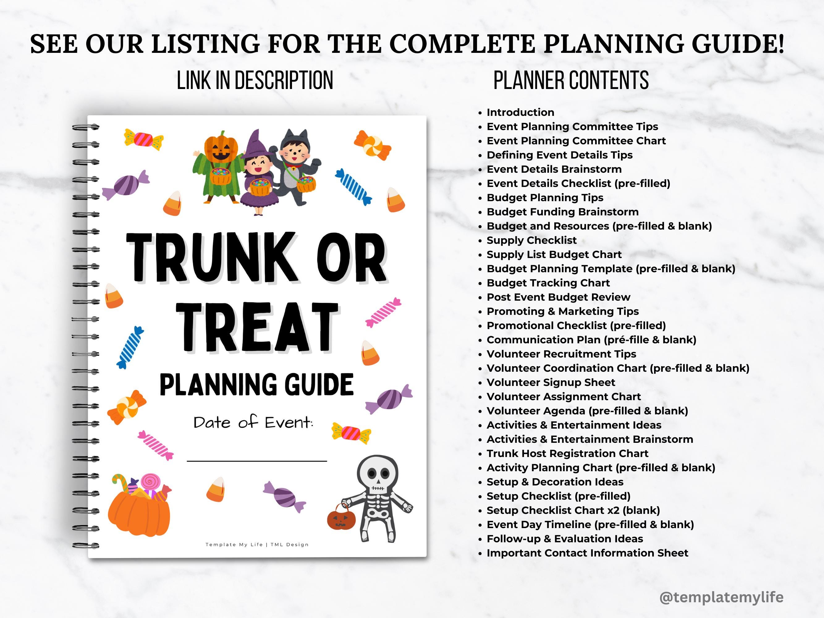 Trunk or Treat Flyer Template PTO Volunteer Sign up Sheet Halloween ...