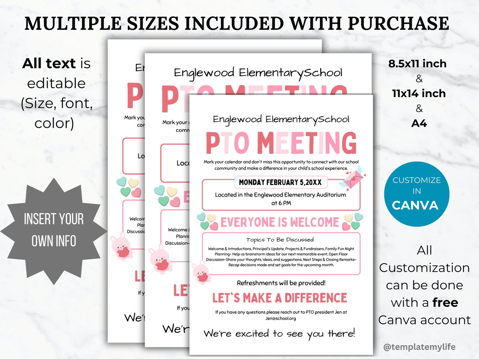 Valentines PTA Meeting Flyer Printable Winter Church Flyer Template Pto ...