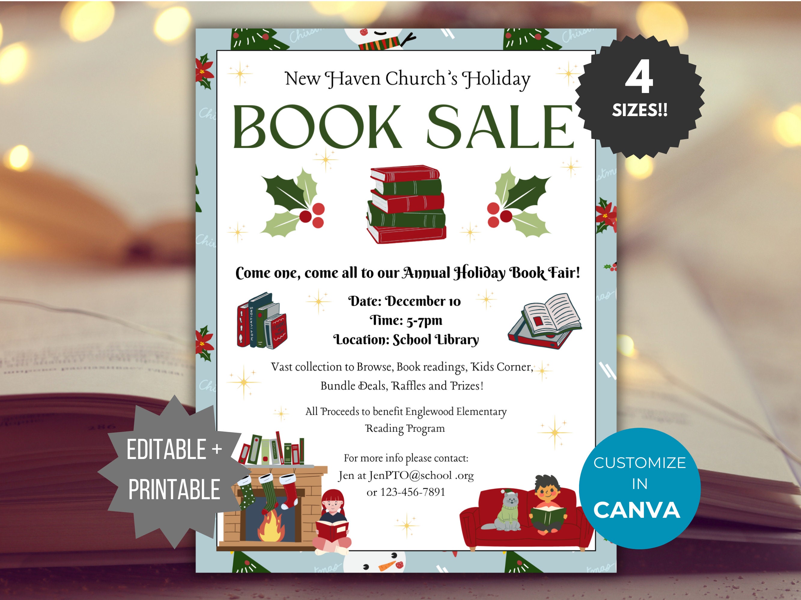 Christmas Book Sale Flyer Template Library Book Sale Flyer Editable ...