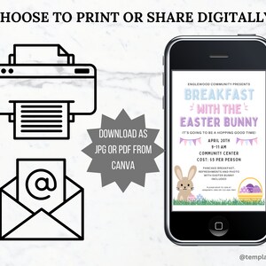 Breakfast With Easter Bunny Flyer Printable Fundraiser Flyer Spring ...