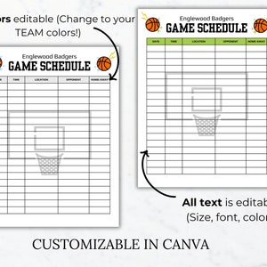 Basketball Game Schedule Template Basketball Sport Calendar Game Day ...