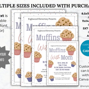 Editable Muffins With Mom Flyer Invite Mothers Day Breakfast PTA Flyer ...