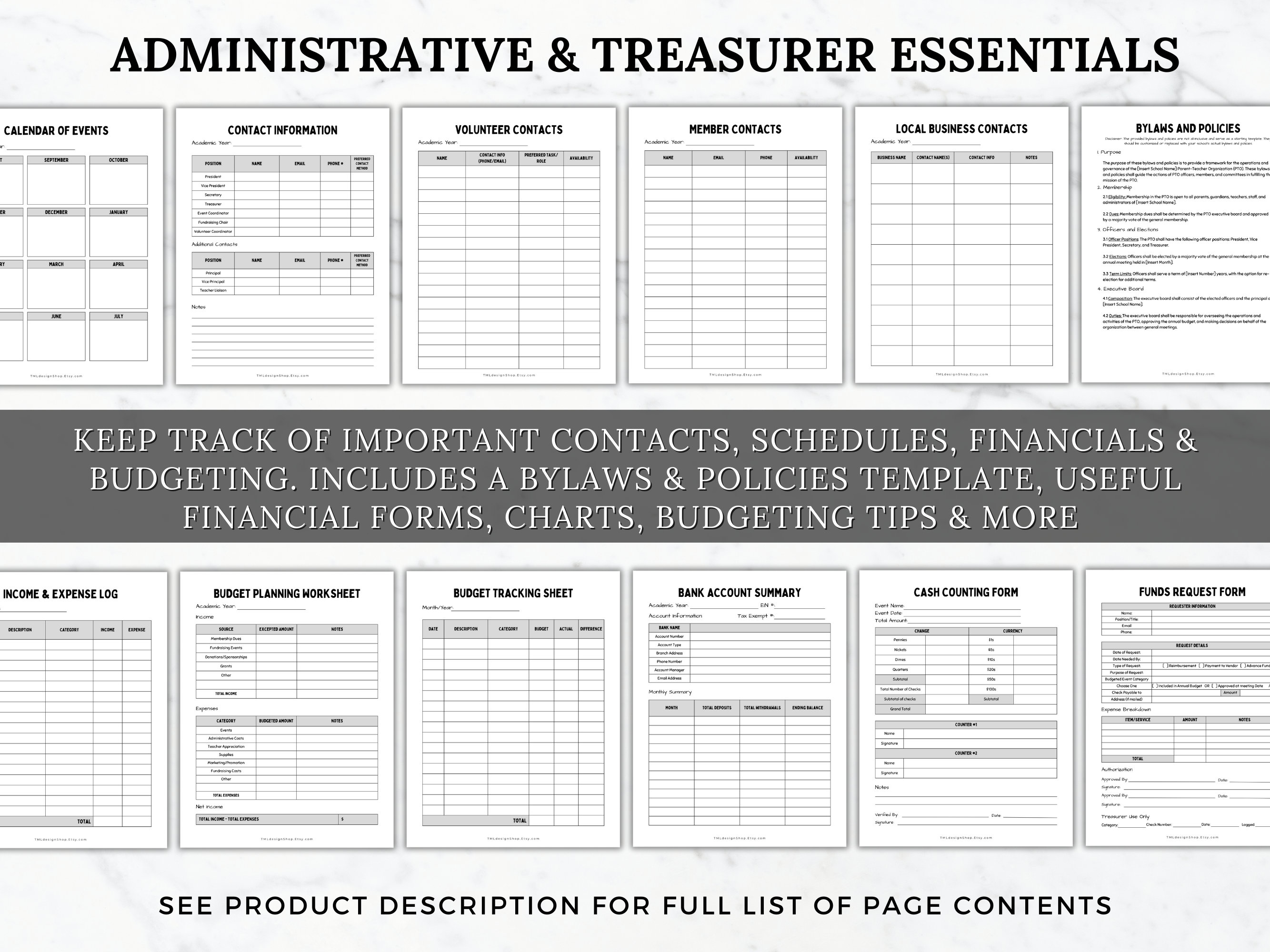 Printable PTA President Planner PTO Template Editable PTA Forms Binder ...
