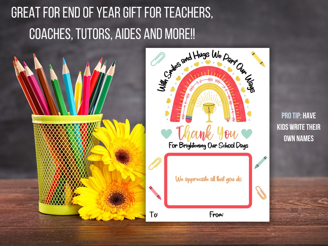 End of Year Teacher Gift Card Holder Printable Teacher - Etsy