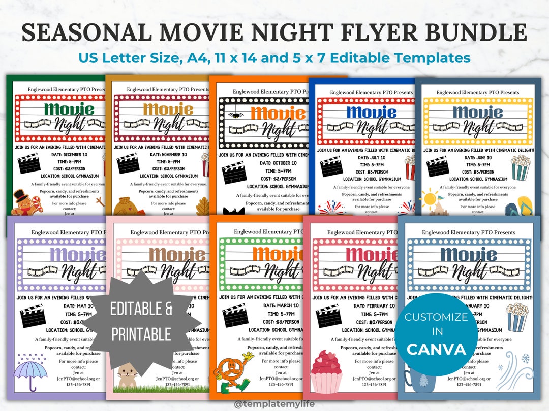 Monthly Movie Night Church Flyer Fundraiser Template Business Event ...