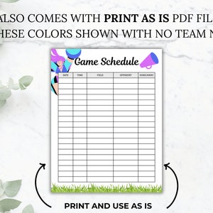 Cheer Game Schedule Template Cheer Practice Sports Calendar Game Day ...