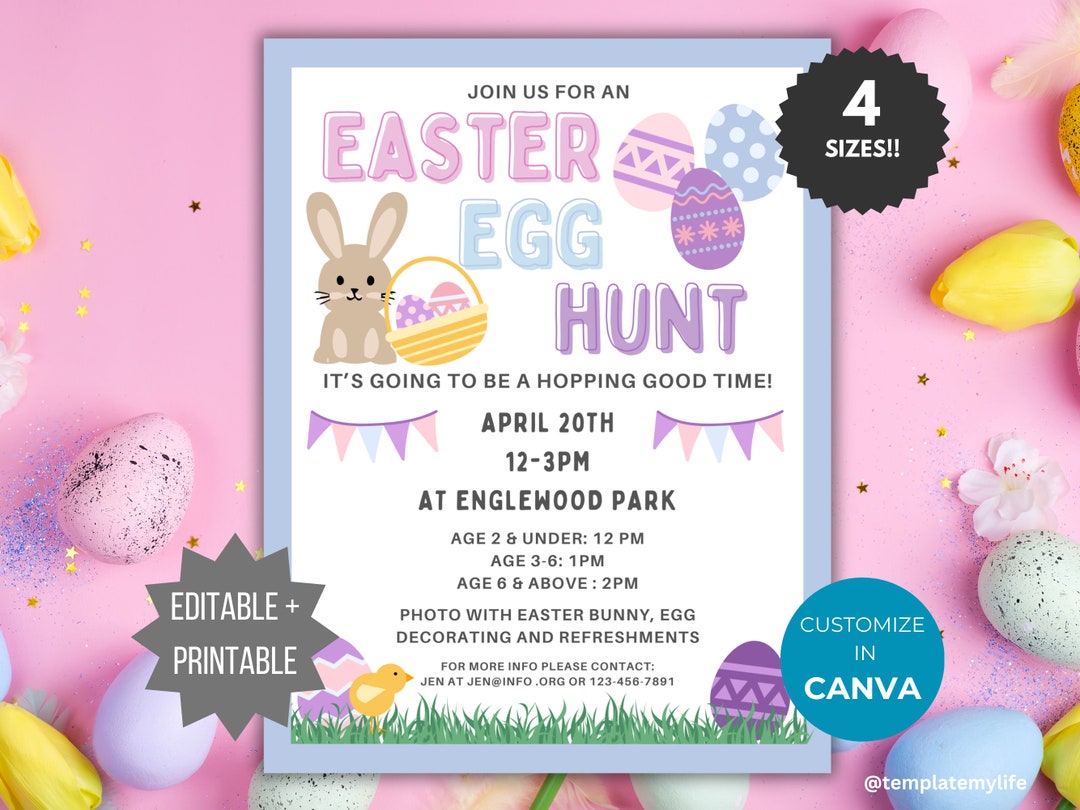 Easter Egg Hunt Flyer Template Pto Easter Fundraising Flyer School ...