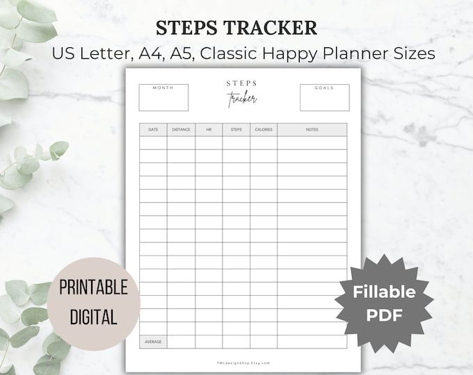 Step Tracker Printable PDF, Walking Challenge, Workout, Exercise ...