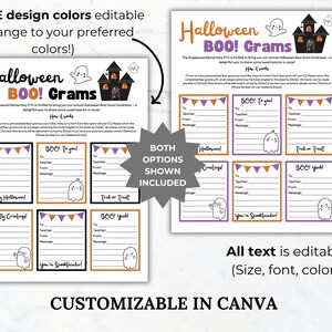 Halloween Candy Gram Flyer PTO Template Halloween Boo Gram Printable ...
