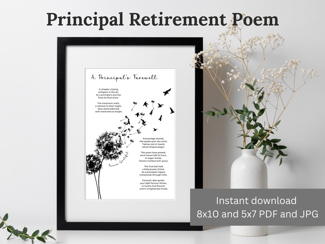 Principal Retirement Gift Printable Retiring Principal Poem Wall Art ...