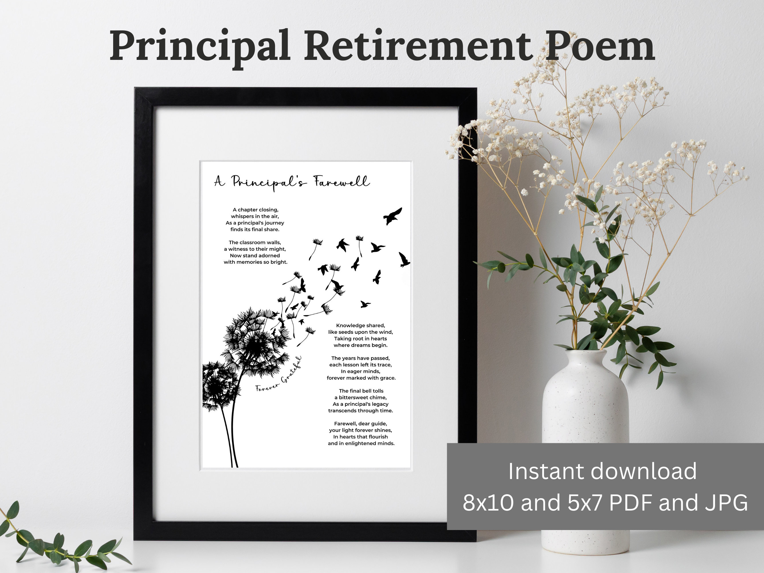 Principal Retirement Gift Printable Retiring Principal Poem - Etsy