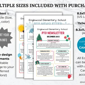PTA PTO NEWSLETTER Flyer Editable Template Bundle Monthly Classroom ...