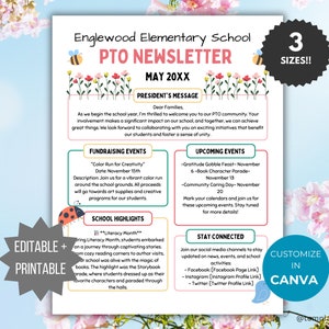 May PTA Newsletter Flyer Printable PTO School Newsletter Flyer Editable ...