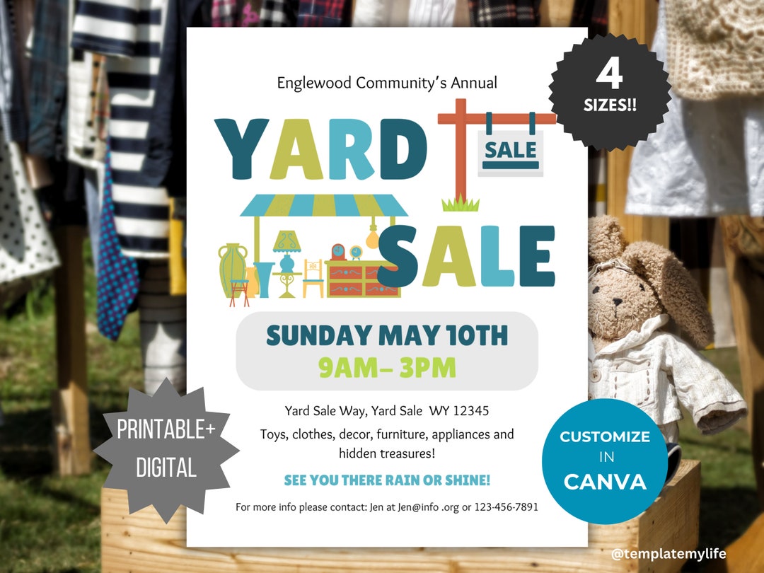Community Yard Sale Flyer Neighborhood Garage Sale Poster Template ...