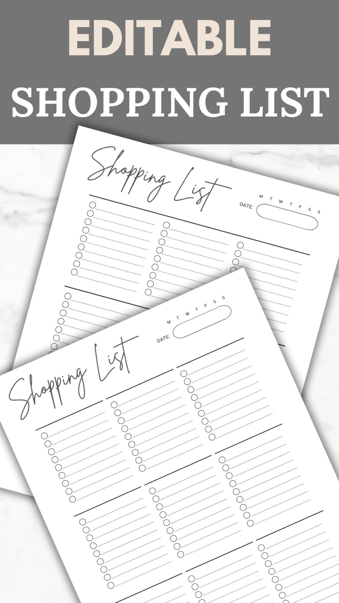 Editable Grocery List Printable Shopping List Printable - Etsy UK