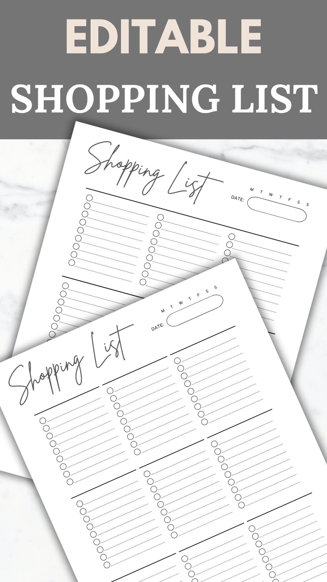 Editable Grocery List Printable Shopping List Printable - Etsy