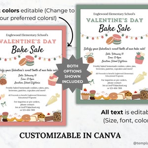 Bake Sale Sign Winter Fundraiser Flyer Valentines Day Bake Sale Flyer ...