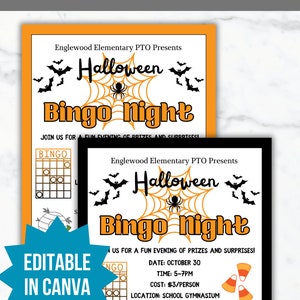 Halloween Bingo Night Flyer PTO Template School Fundraiser Flyer Event ...