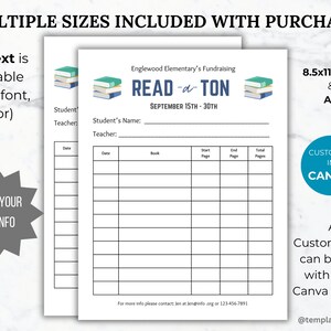Editable Reading Pledge Form Printable Donation Tracker Log Reading ...