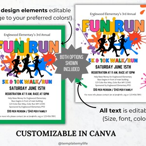 Fun Run Flyer Invite Printable Poster Template Business Fundraiser ...