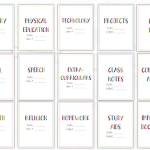 Back to School Binder Cover Printable School Binder Insert Elementary ...