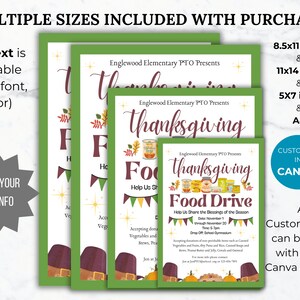 Thanksgiving Food Drive Flyer Template PTO Charity Flyer Editable ...