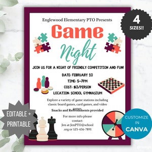 Game Night Church Flyer Fundraiser Template Business Event Flyer ...