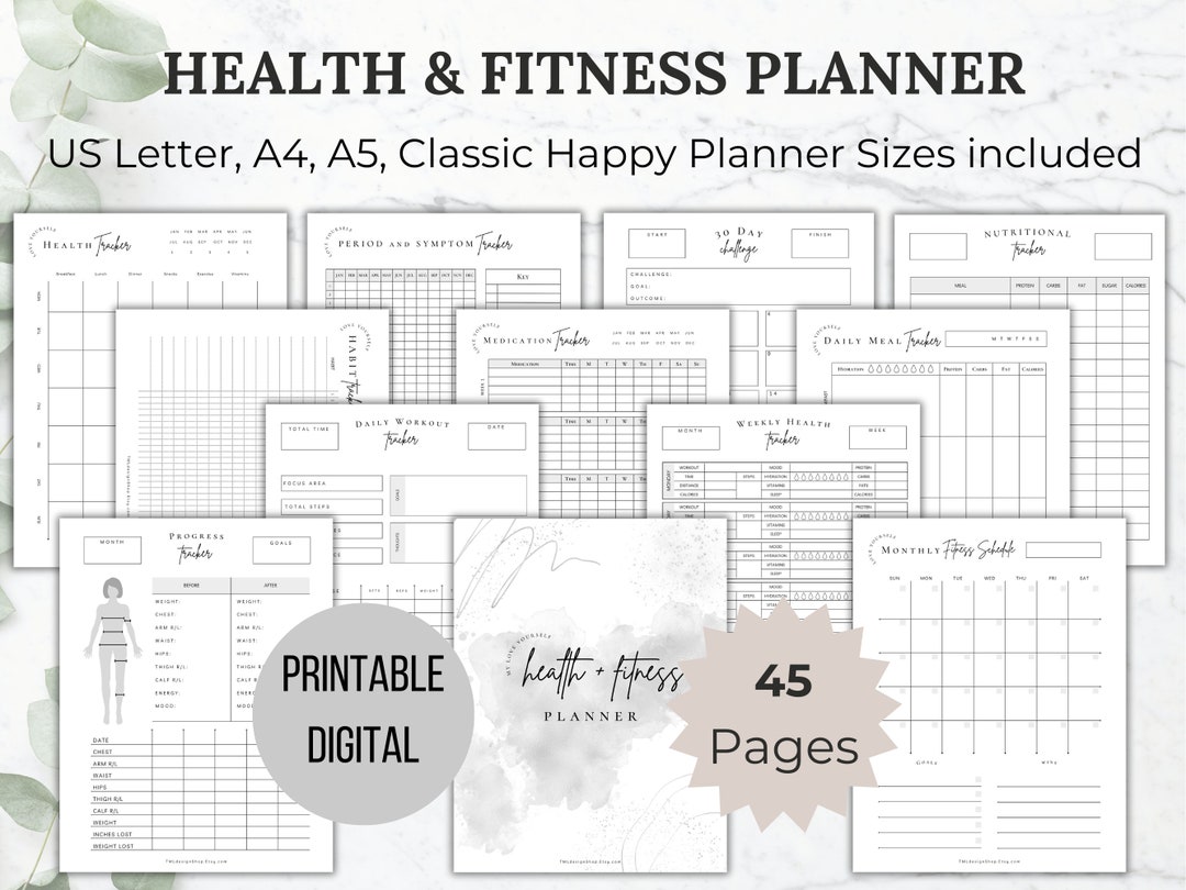 Health and Fitness Planner Printable Fitness Journal Weight Loss ...