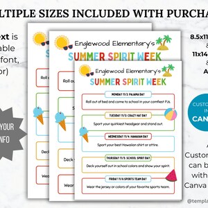 Summer Spirit Week Flyer Printable School Spirit Flyer Editable Pto ...