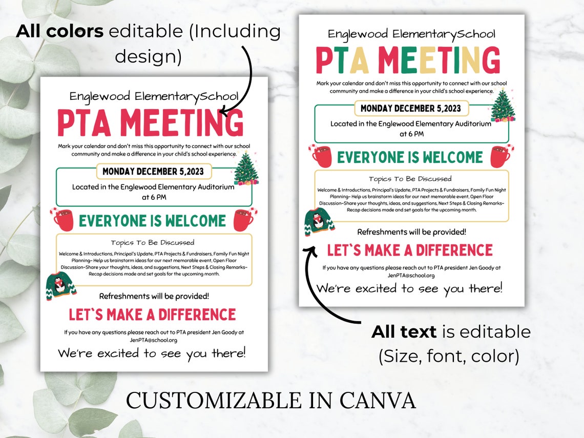 PTA Flyers Bundle Pto Template Pta Newsletter Flyer Editable - Etsy