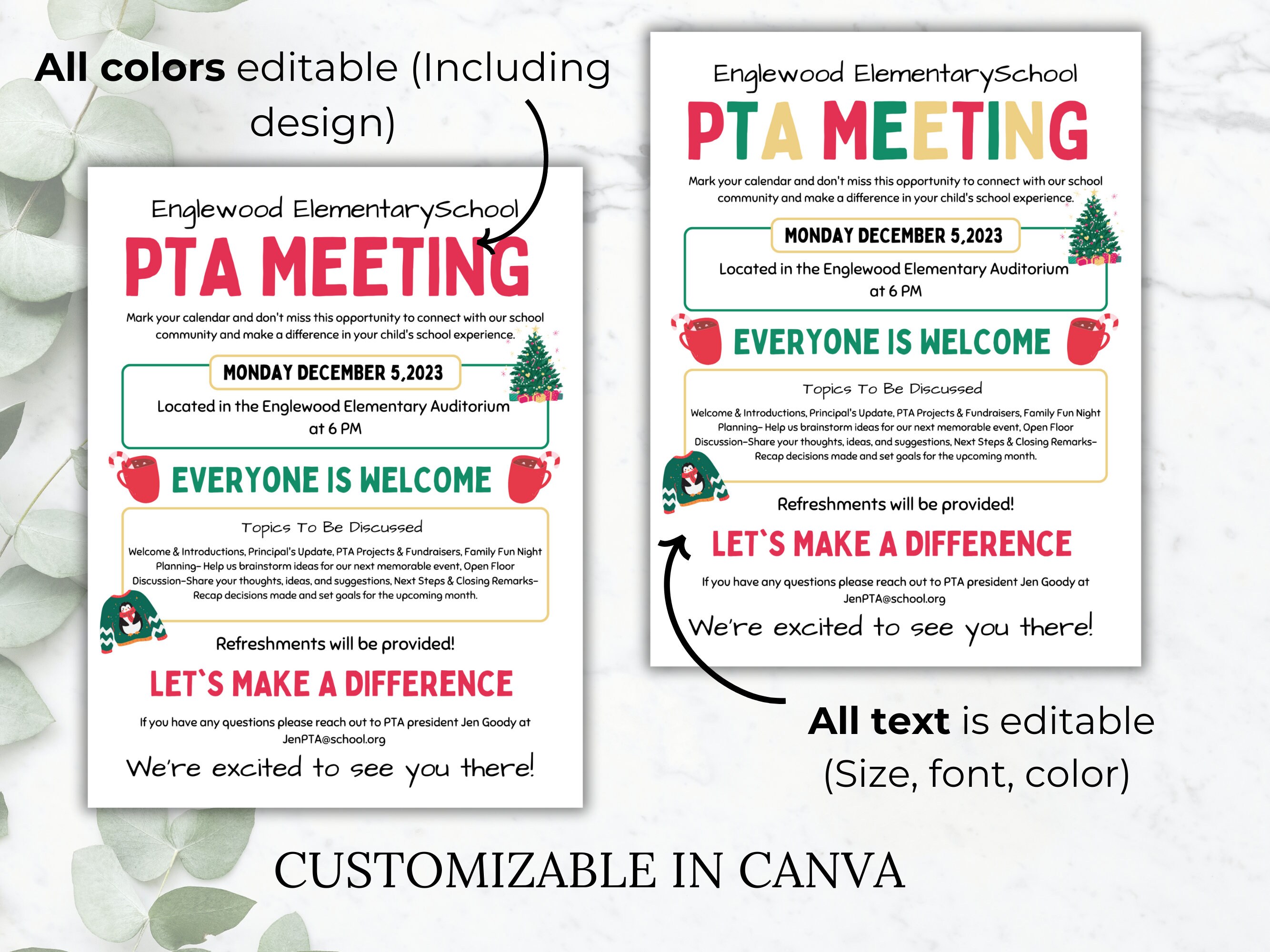 PTA Flyers Bundle Pto Template Pta Newsletter Flyer Editable - Etsy