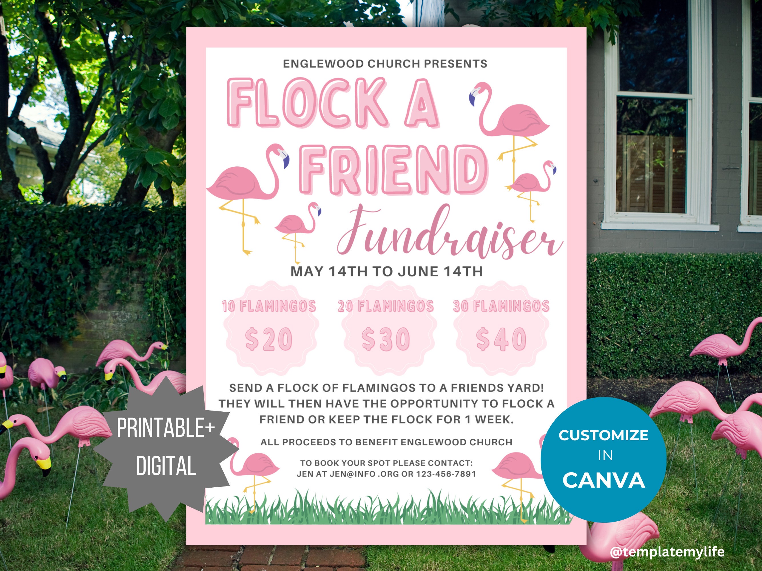 Flock My Yard Flyer Editable Sports Team Youth Fundraiser Printable ...