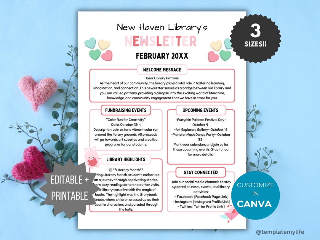 Valentine Newsletter Flyer Printable Community Winter Newsletter ...