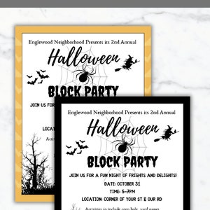 Halloween Block Party Flyer Template Fall Block Party Event Invite ...