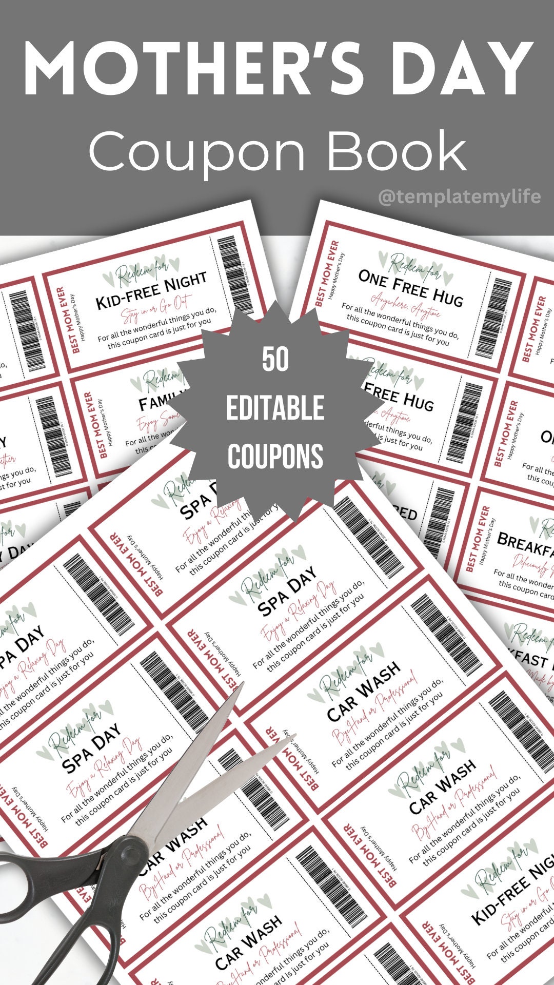 Mothers Day Printable Coupons Last Minute Gift Printable for Mother's ...