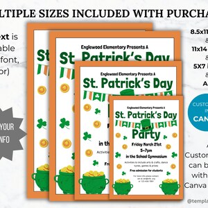 St Patricks Day Party Invitation Flyer PTO Template St Pattys Day Class ...