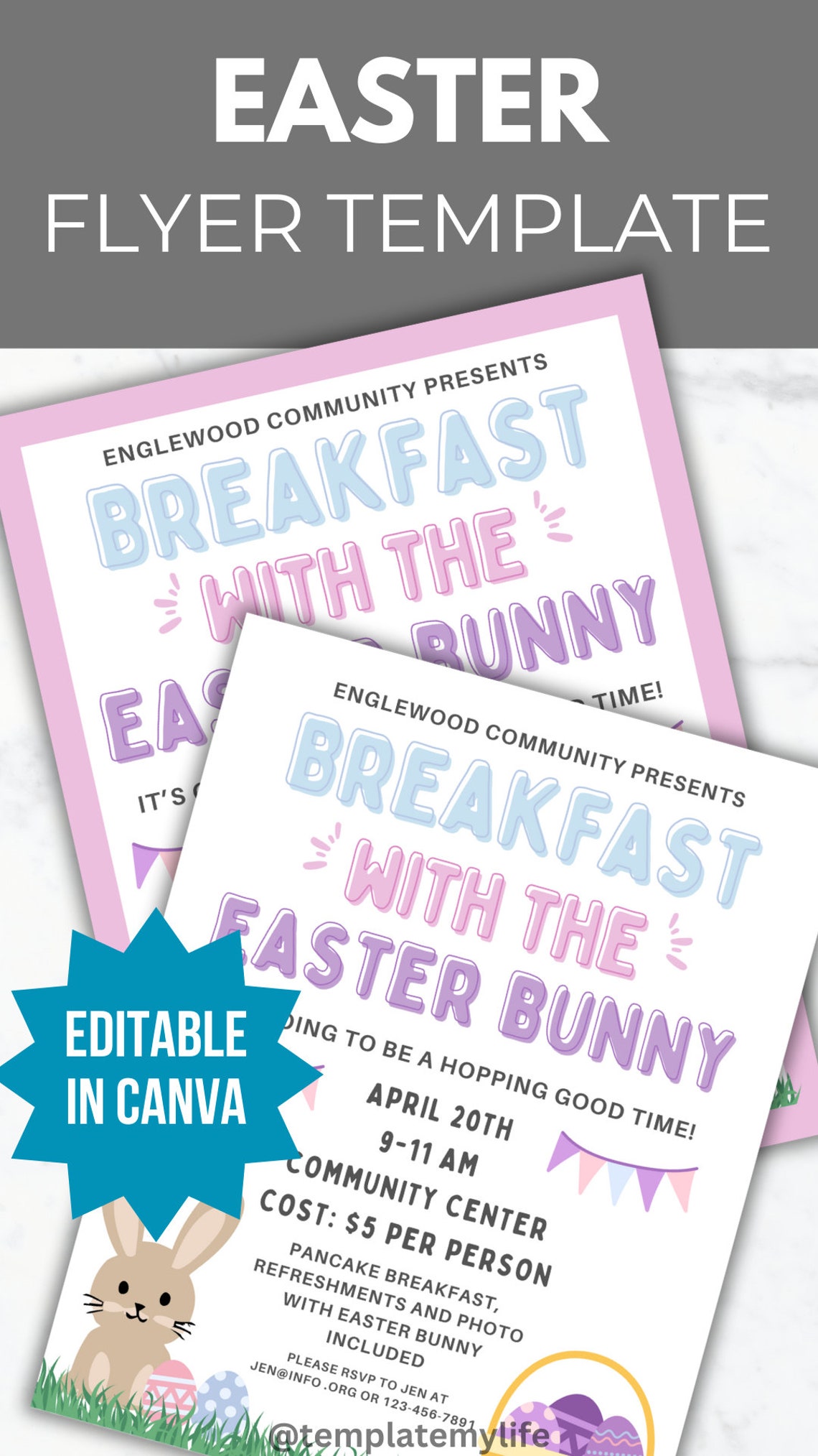 Photo With Easter Bunny Invitation Template Pto Easter Fundraising ...