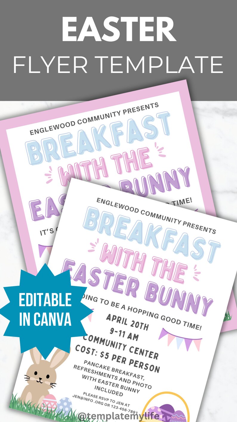 Photo With Easter Bunny Invitation Template Pto Easter Fundraising ...