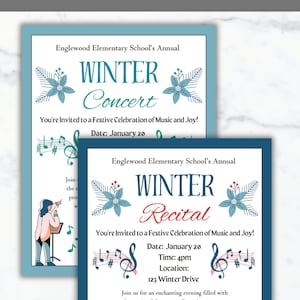 Winter Concert Flyer Template PTO Winter Recital Invitation Church ...