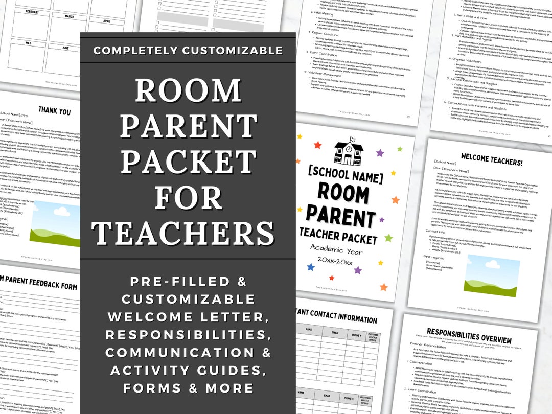 PTA PTO Room Parent Program Teacher Information Packet Template Class ...