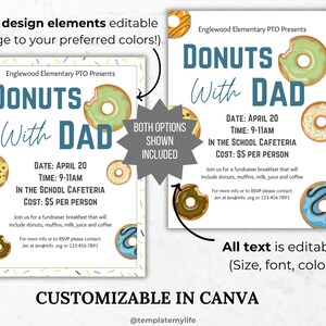 Editable Donuts With Dad Flyer PTA School Event Fundraiser Fathers Day ...
