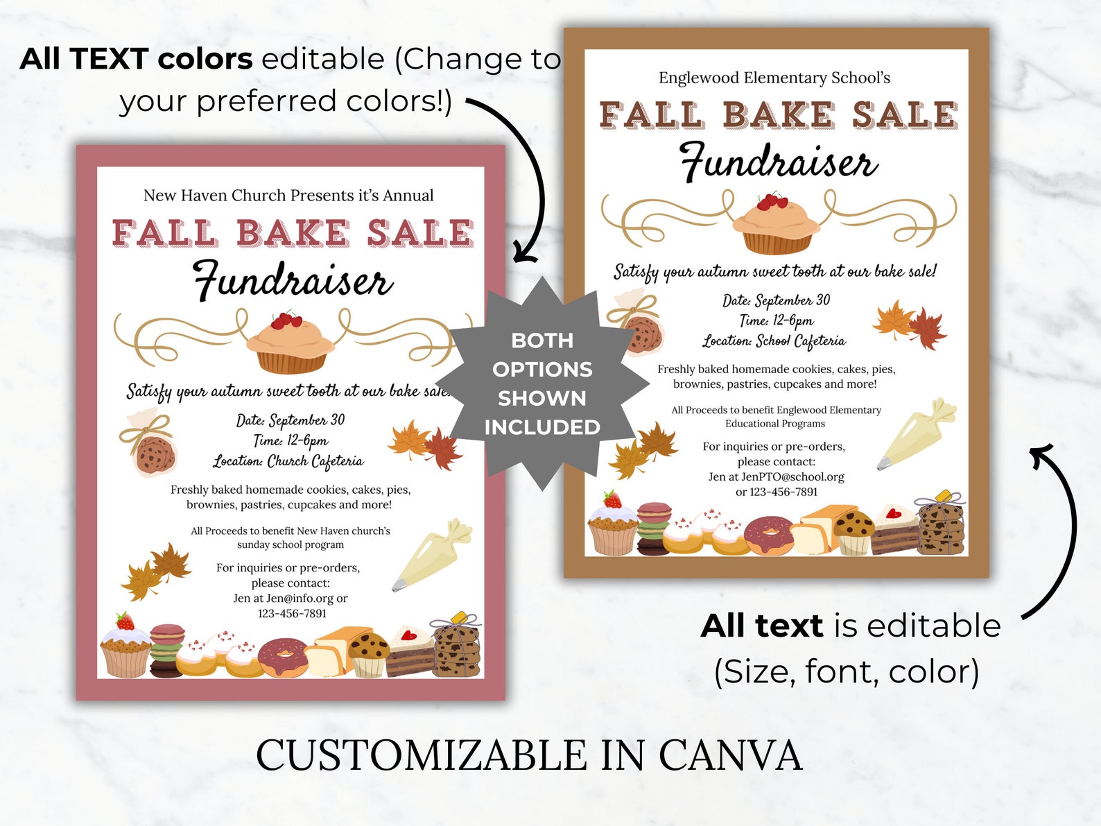 Fall Bake Sale Fundraiser Flyer Template Bake Sale Flyer Editable Fall ...