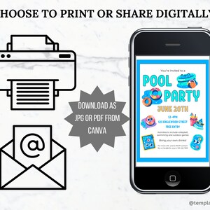 Pool Party Invitation Template Summer Party Invite Editable PTO PTA ...
